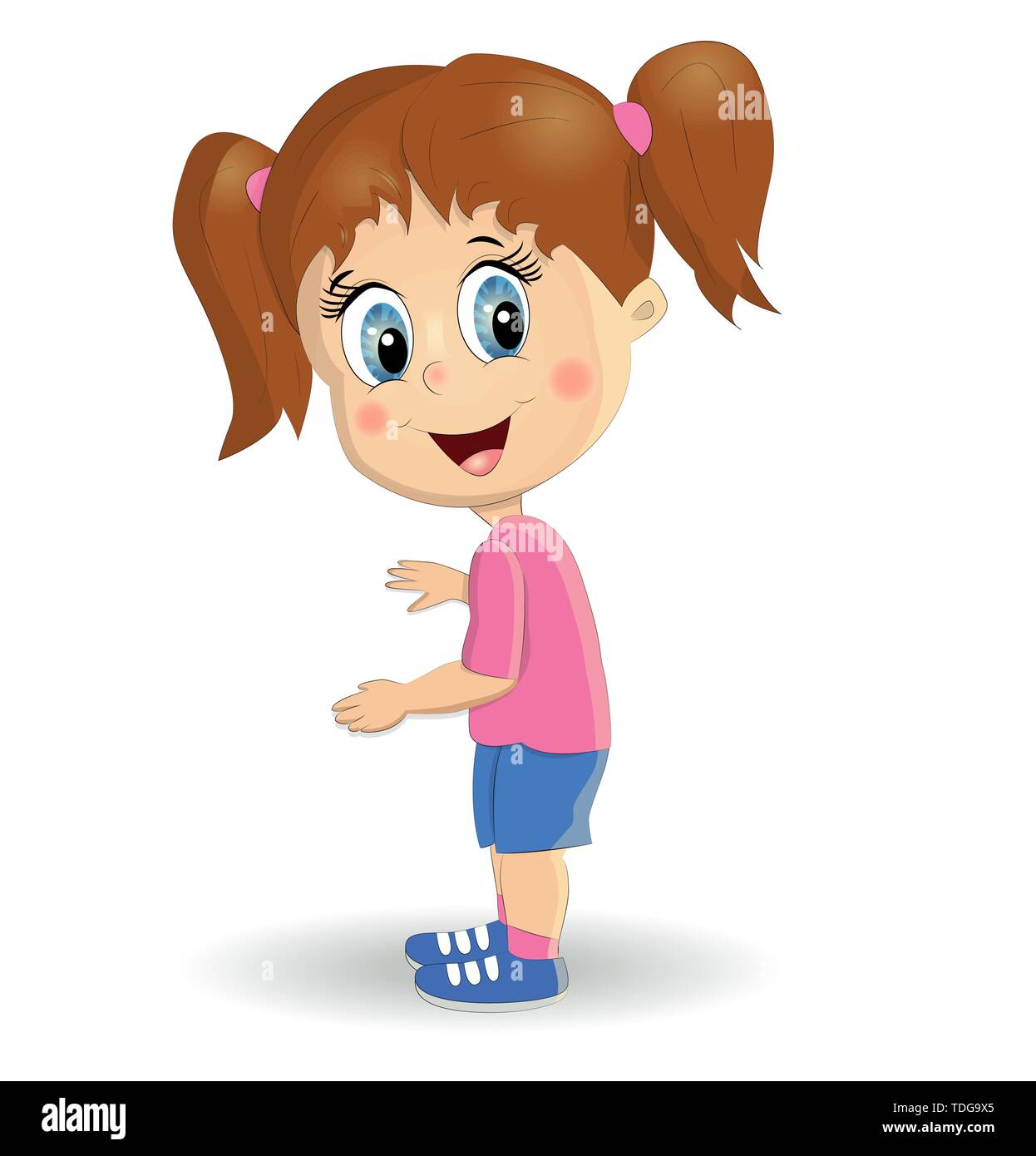 Little cute girl, cartoon style, illustration of a happy child Stock ...