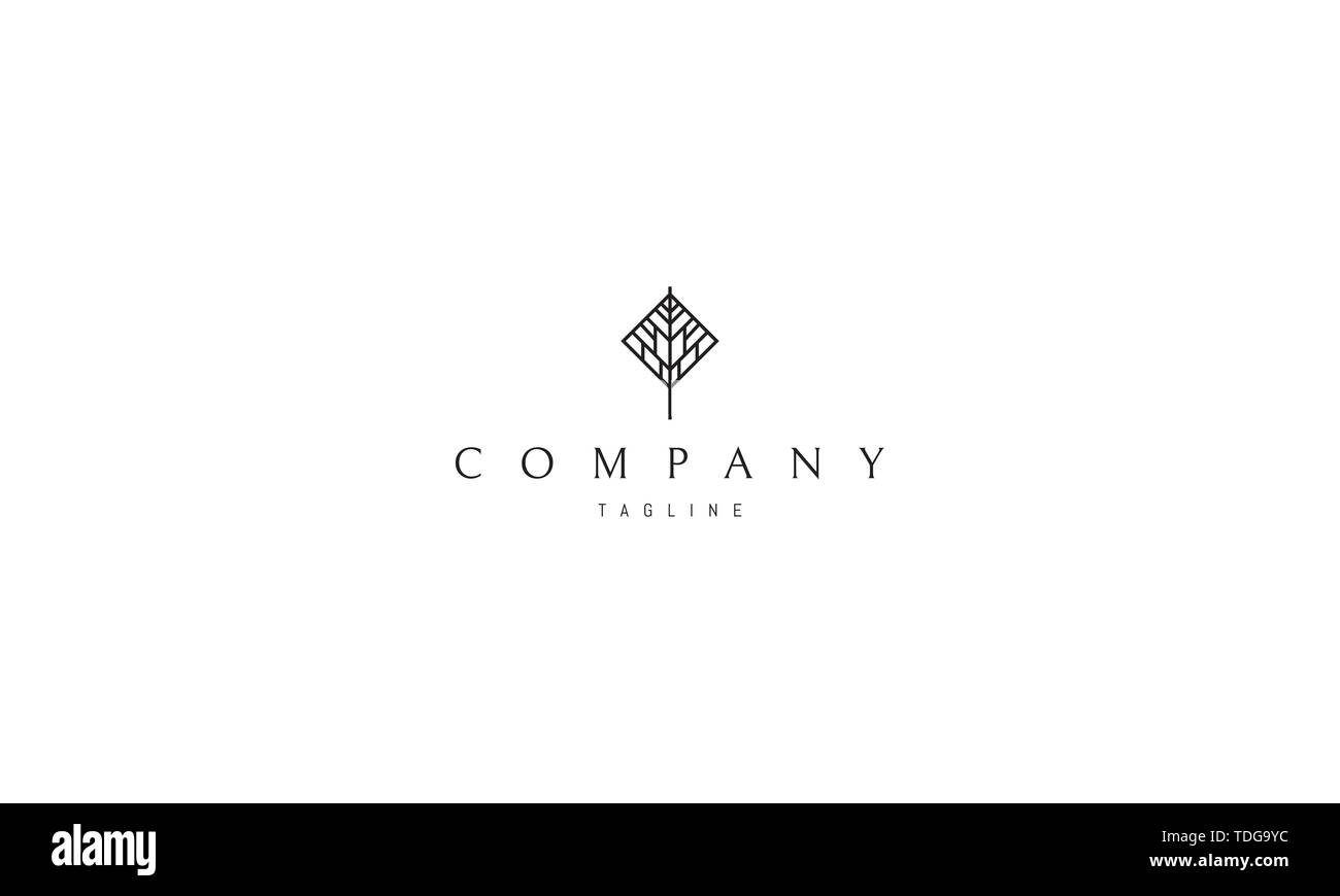 Vector logo with an abstract image of a tree in the form of an ancient ...