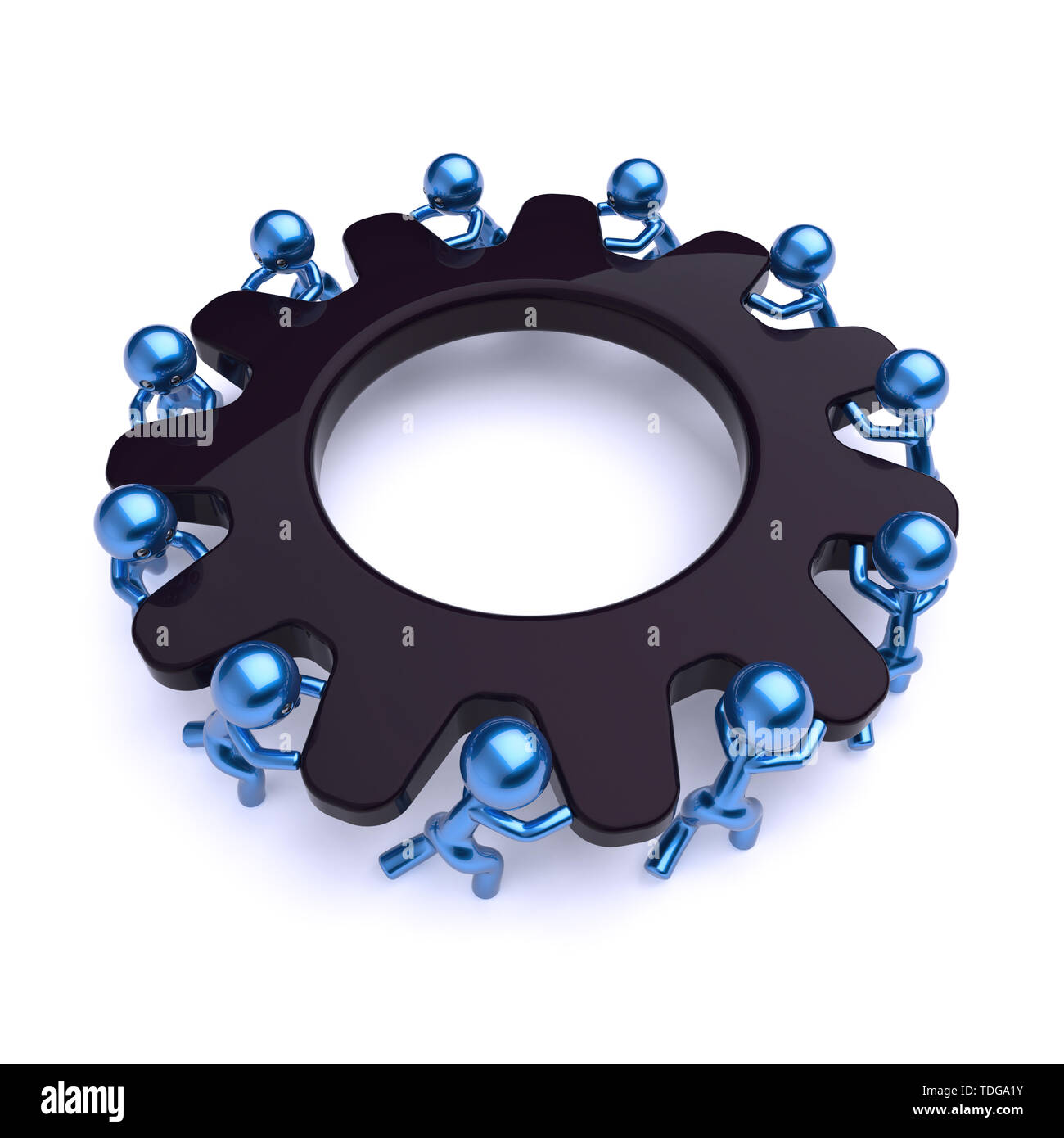 partnership gear wheel teamwork characters, black cogwheel business ...