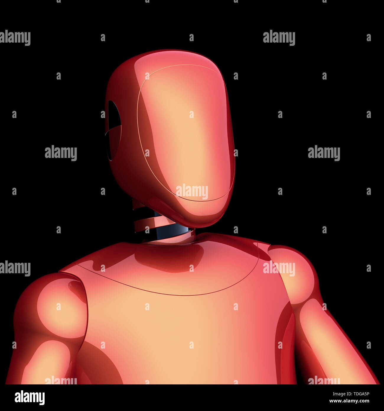 cyborg robot artificial orange red avatar icon. futuristic android ...
