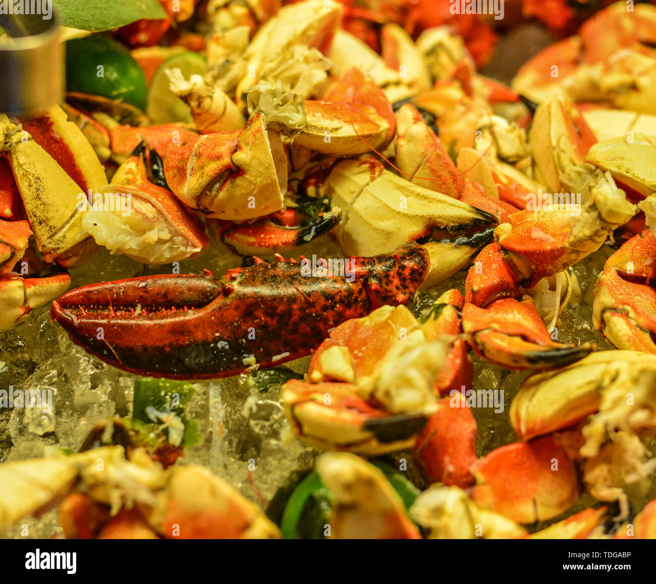 Seafood buffet line of luxury hotel restaurant. Food concept Stock ...