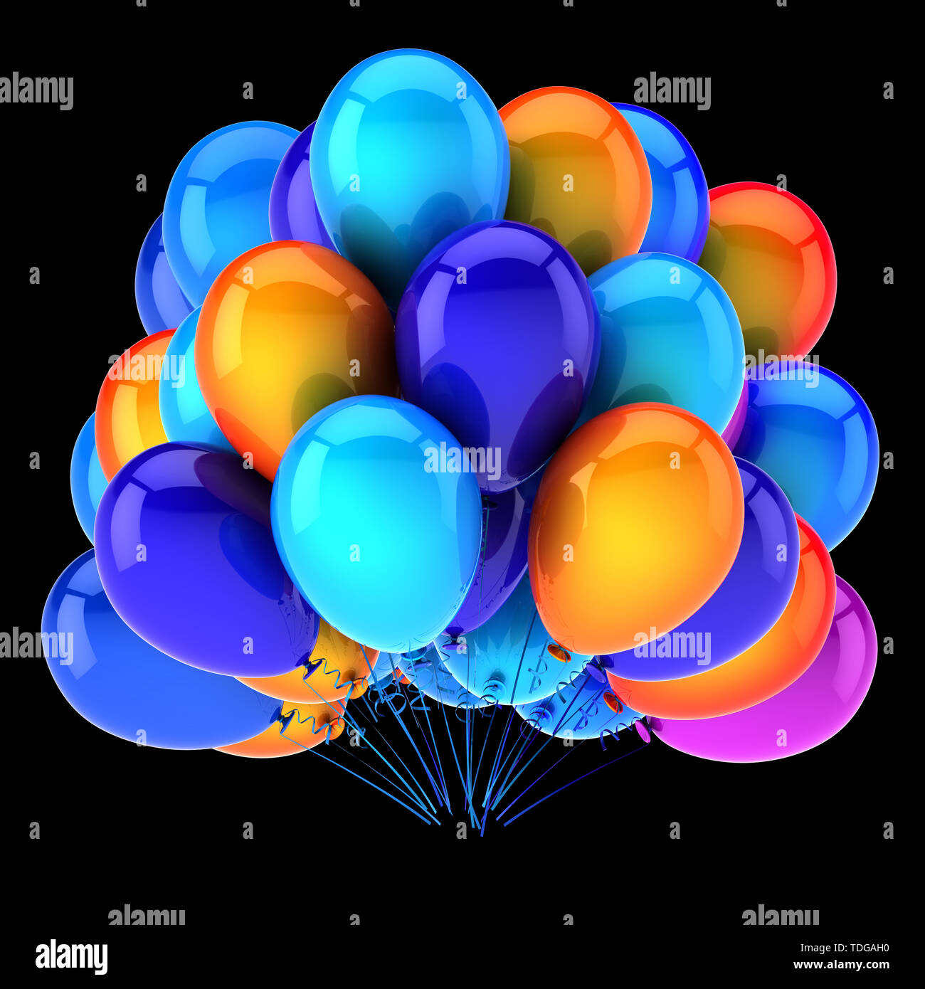 colorful helium balloons bunch blue orange. balloon group birthday ...