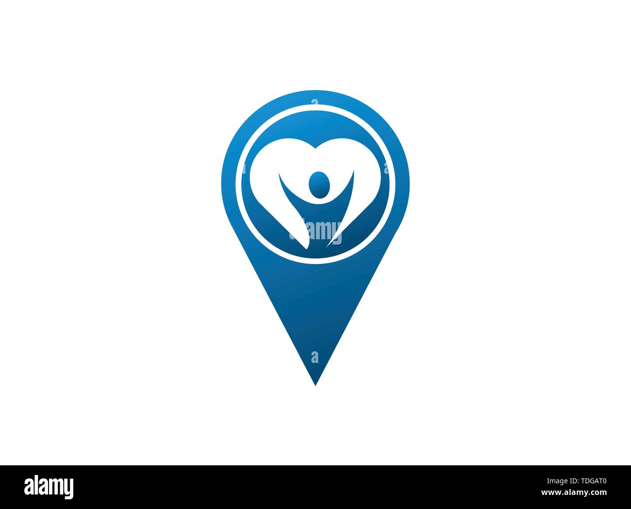 healthy person open hands inside a heart logo design illustration in a ...