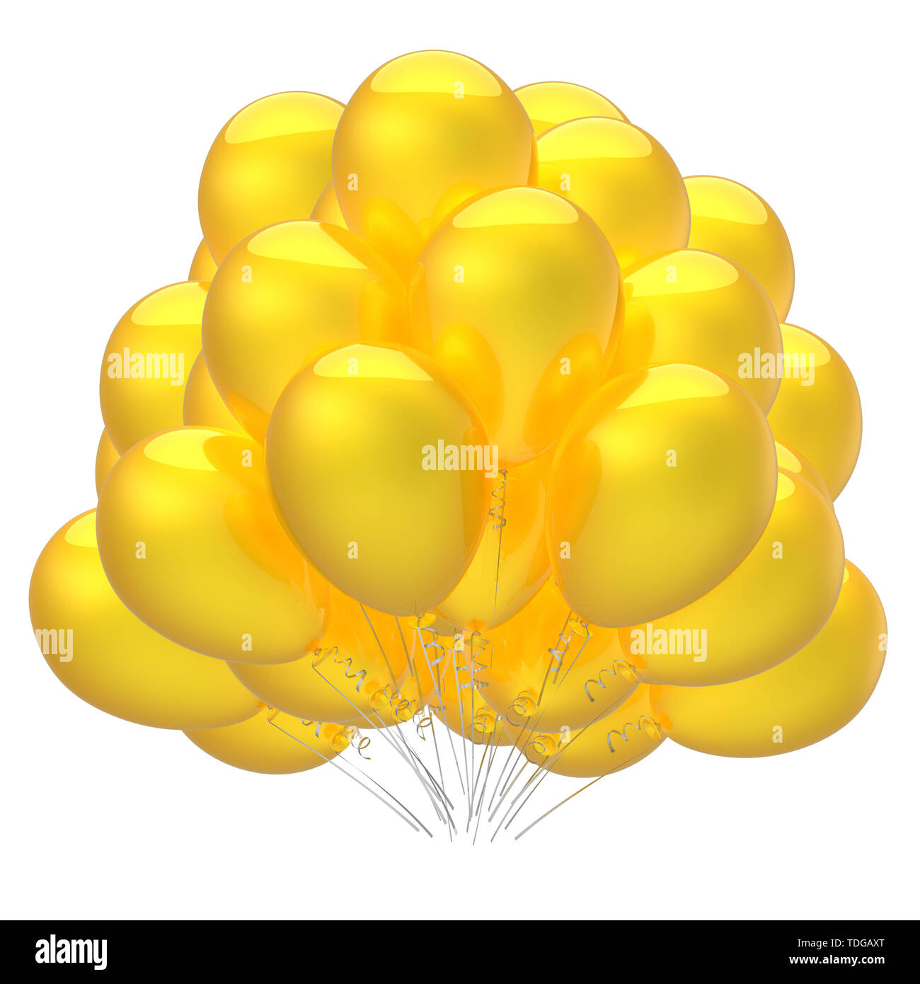 party balloons yellow shiny. colorful birthday helium balloon bunch ...