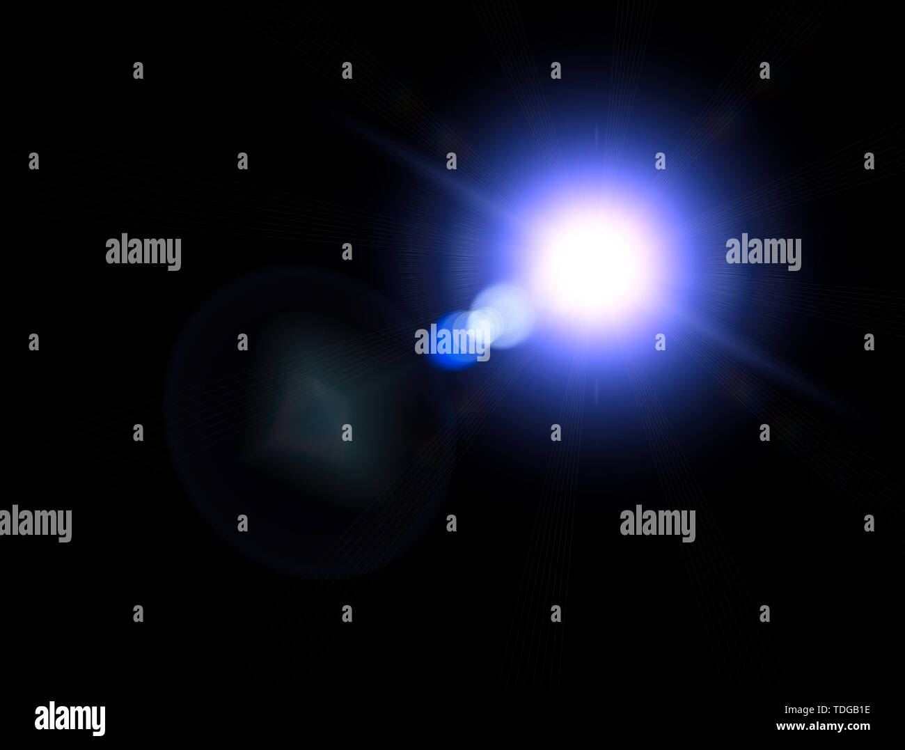 Lights and stars in the night. Lens refraction effect. Stars in the sky ...