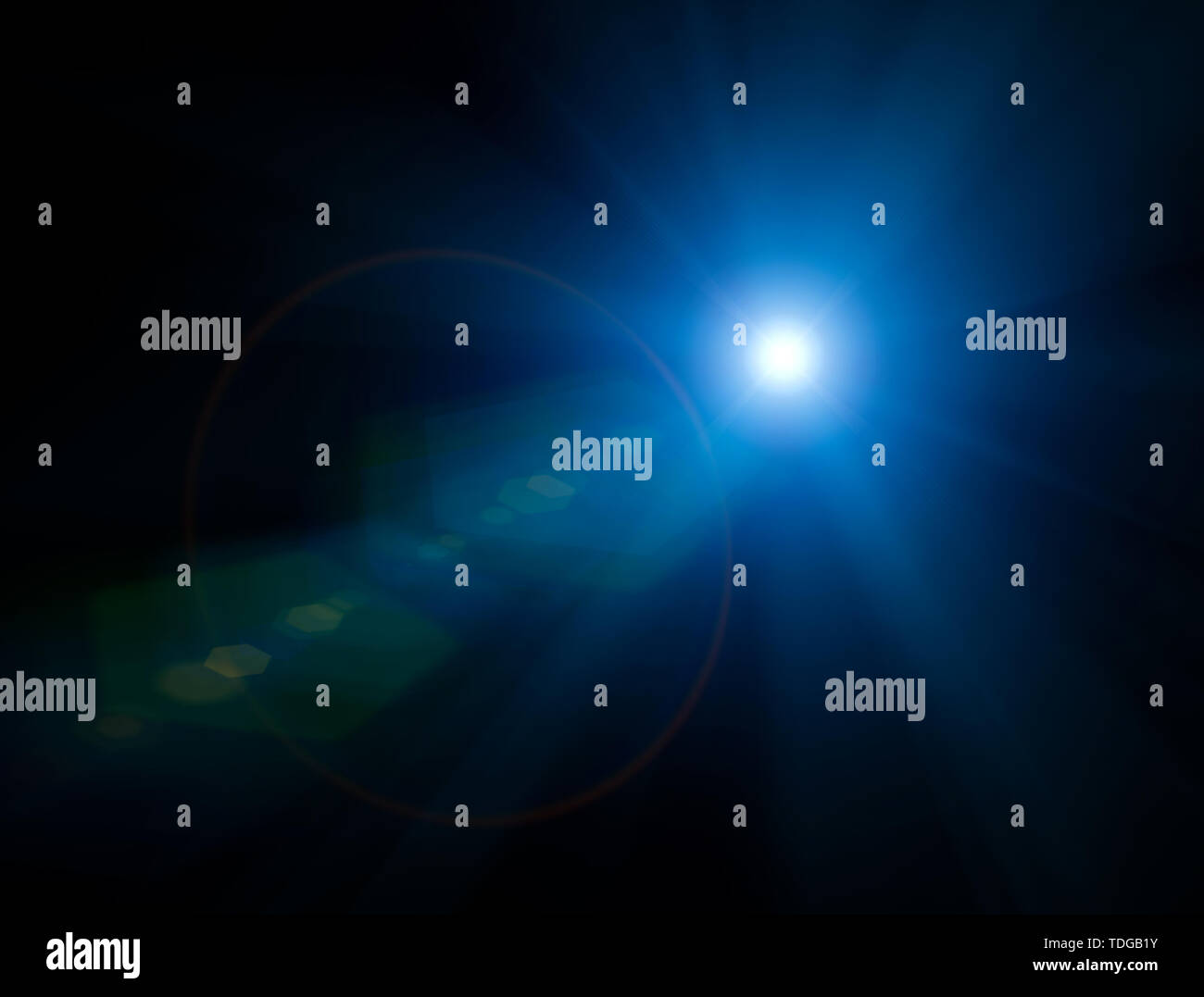 Lights and stars in the night. Lens refraction effect. Stars in the sky ...