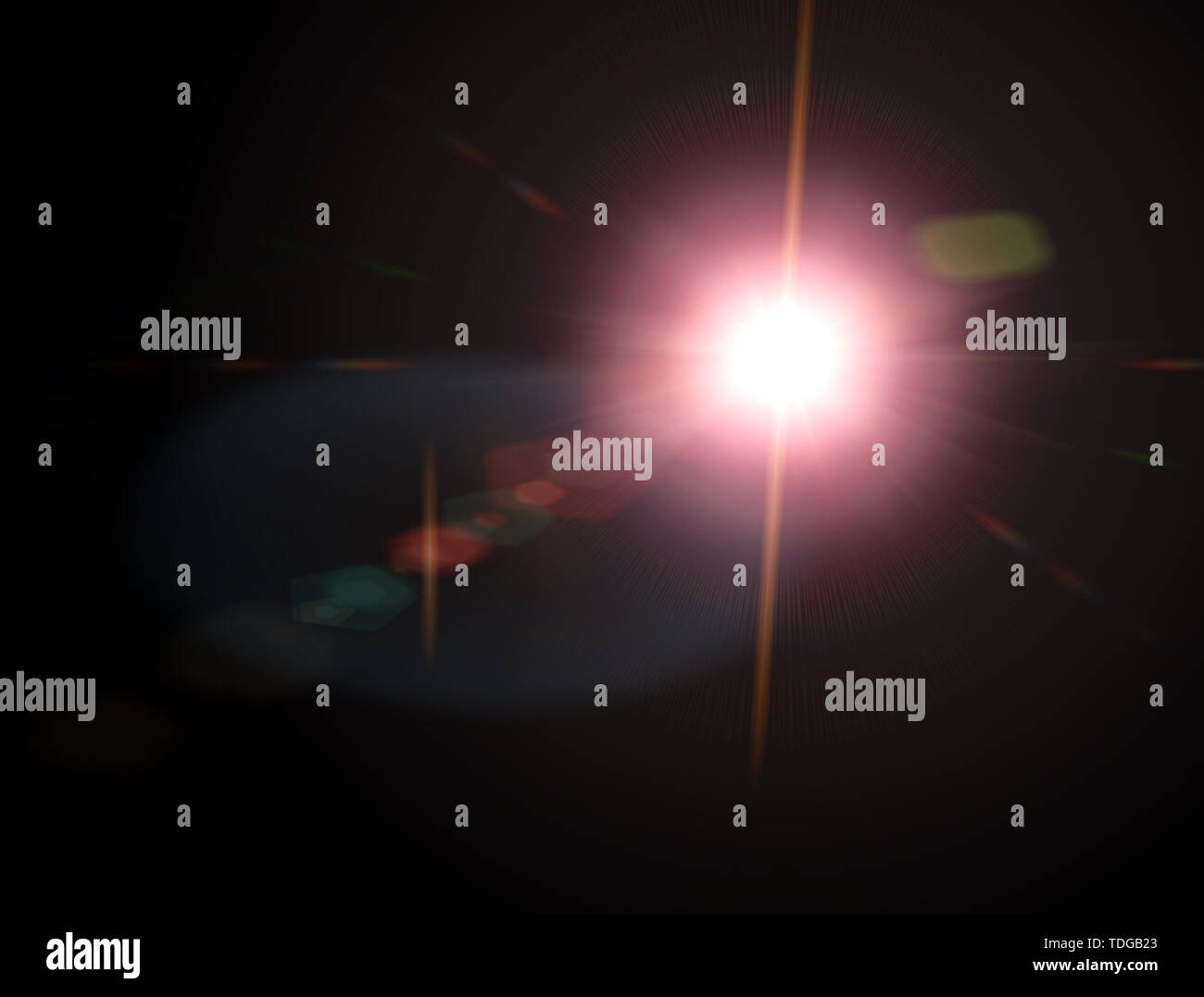 Lights and stars in the night. Lens refraction effect. Stars in the sky ...