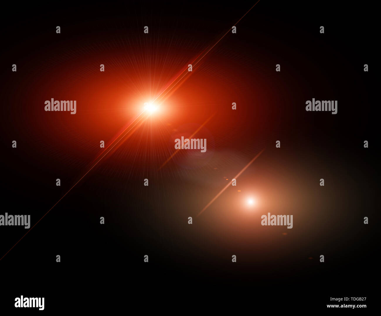 Lights and stars in the night. Lens refraction effect. Stars in the sky ...