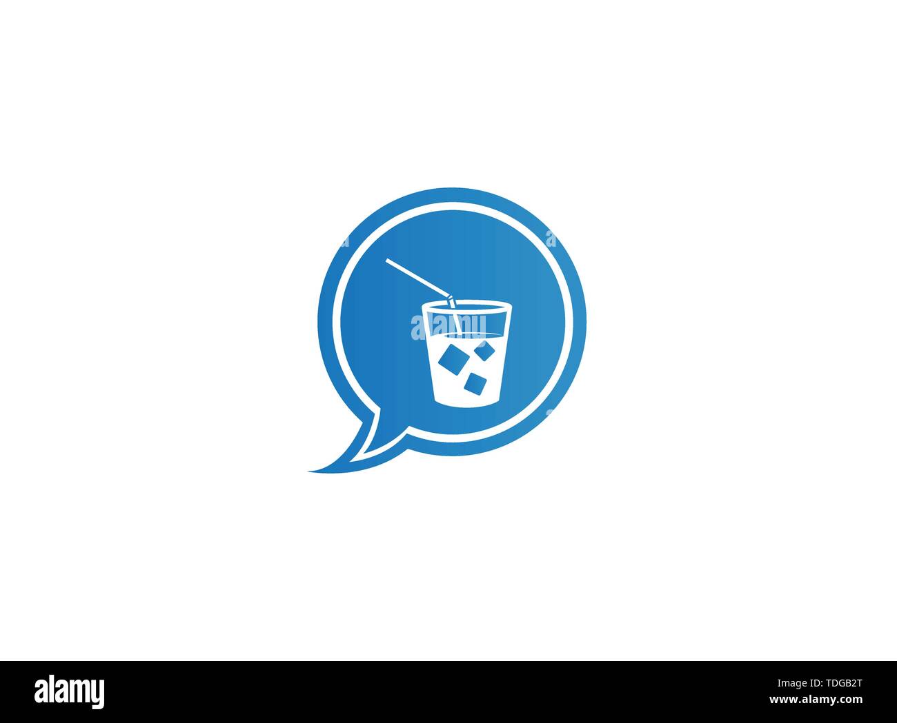 cup of juice with square ice cubes and straw logo design illustration ...