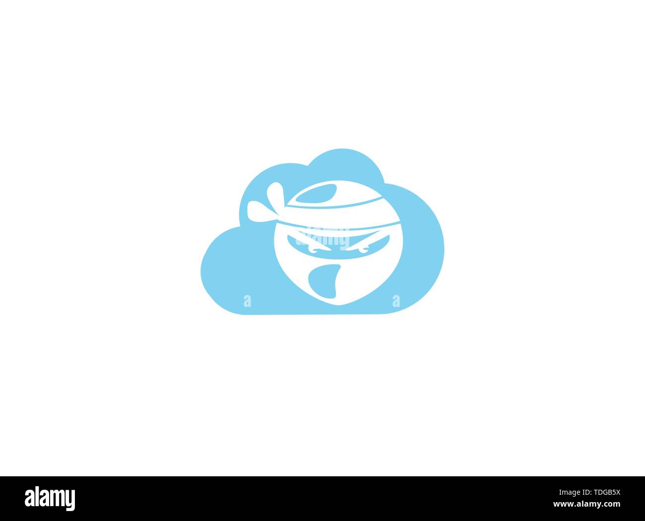 Ninja head with angry face design illustration in a cloud shape icon ...