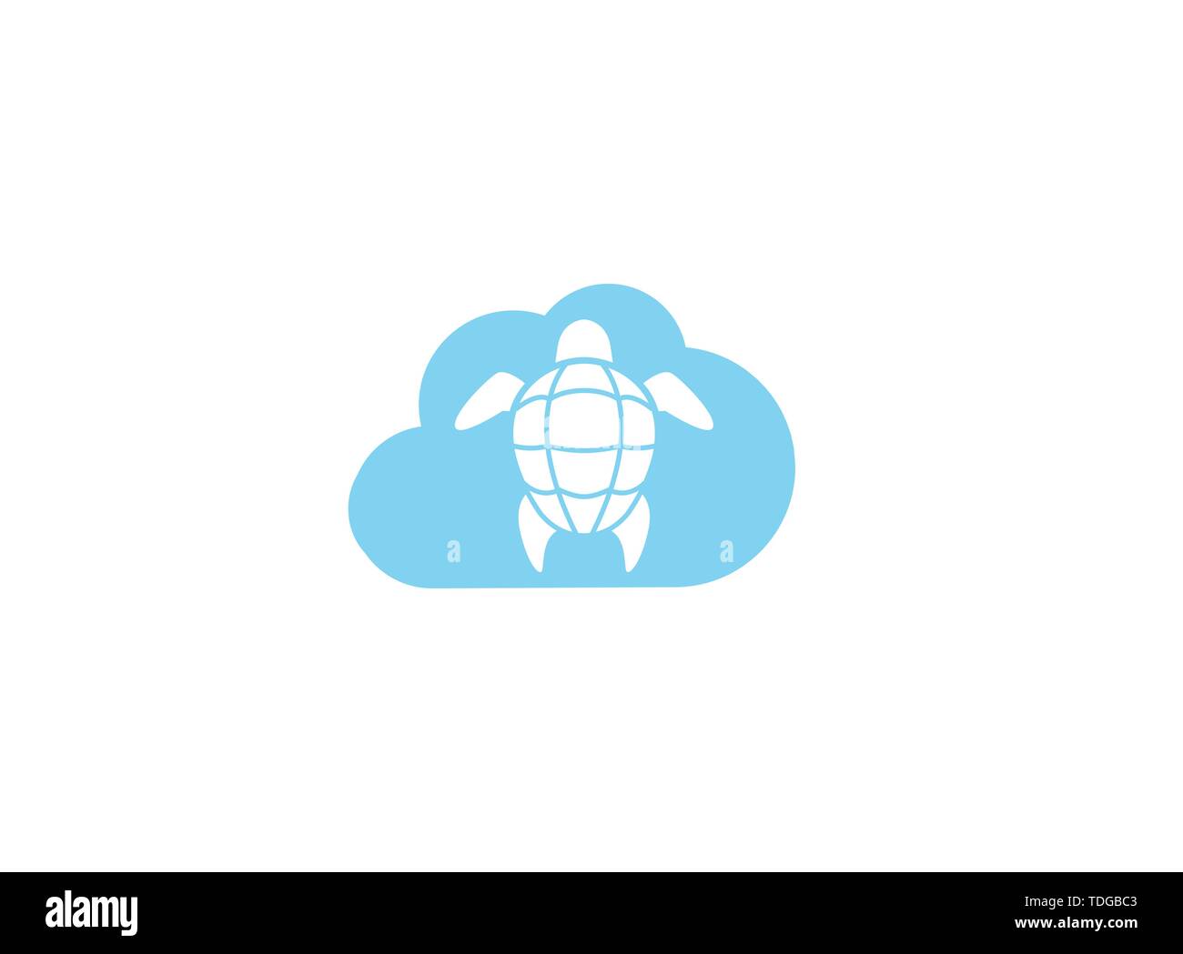 Turtle with green shell swimming for logo design illustration in a ...