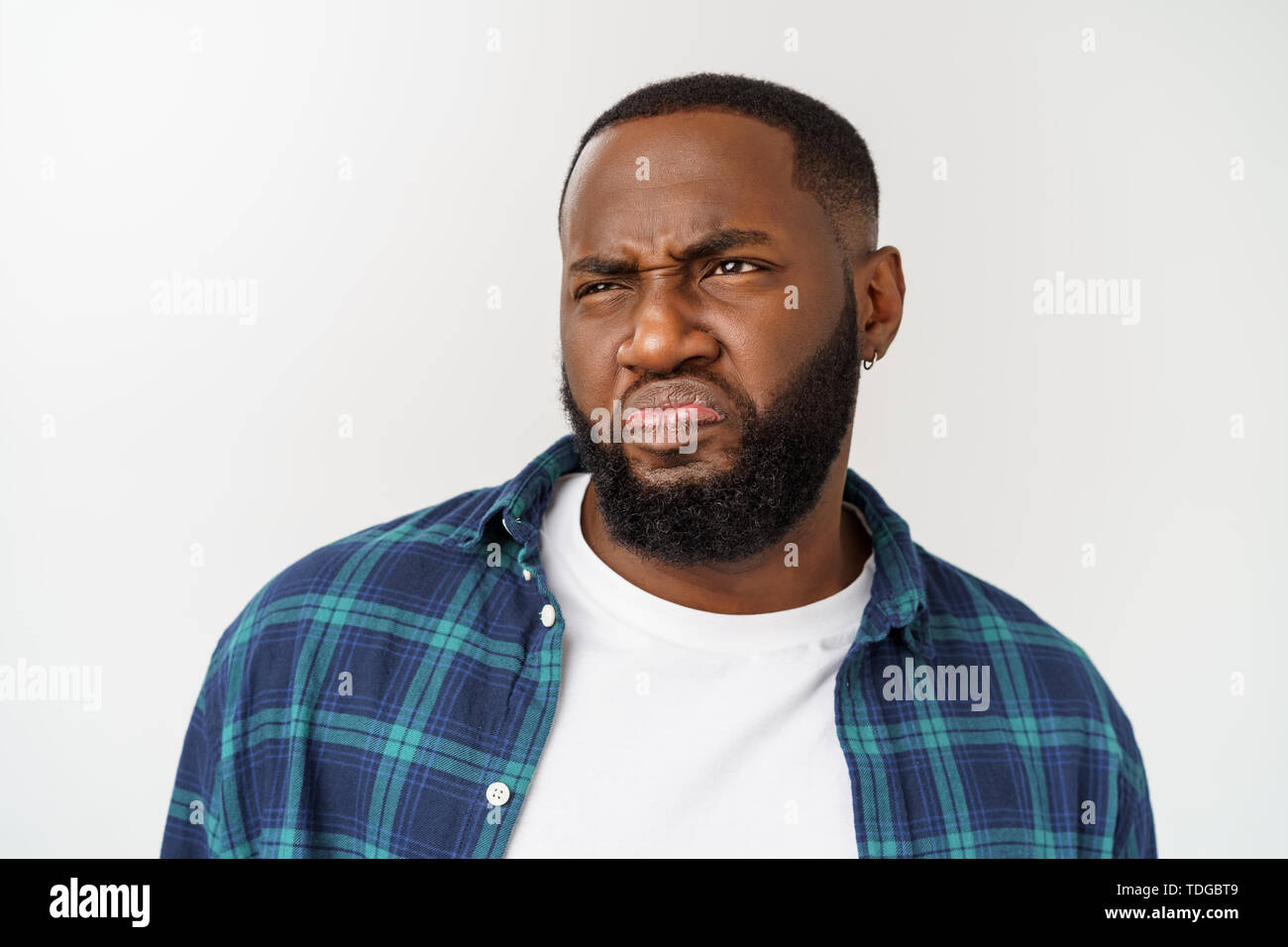 Human face expressions, emotions and feelings. Handsome young African ...