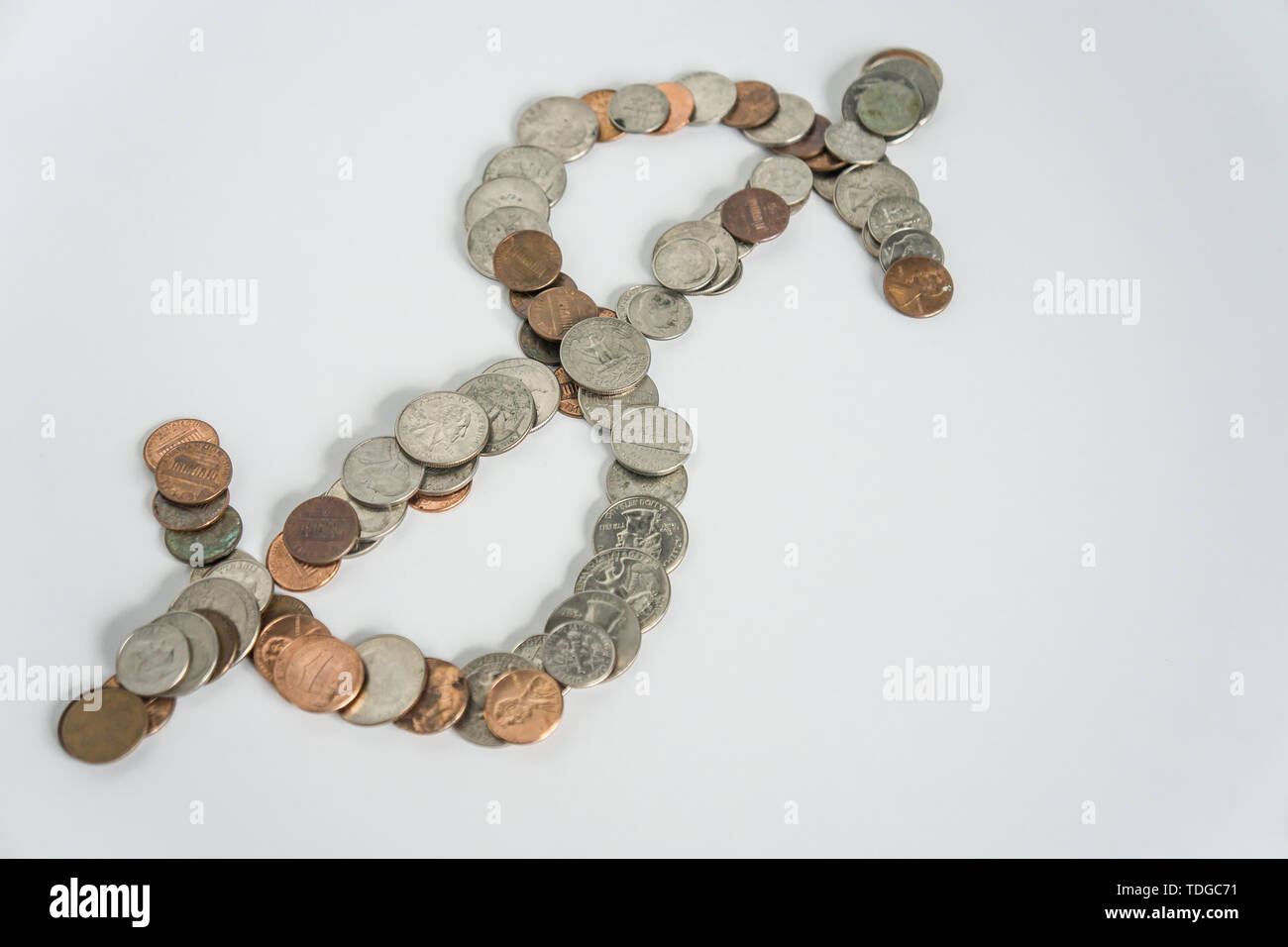 Dollar symbol of US American currency money coins in change - wealth ...