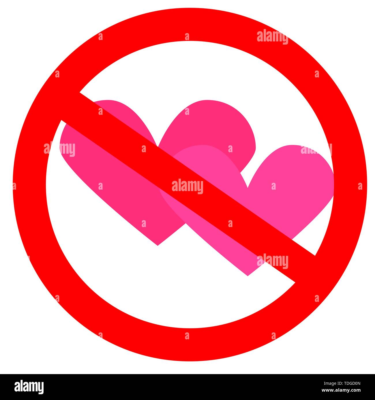 Ban love heart. Symbol of forbidden and stop love Stock Vector Image ...