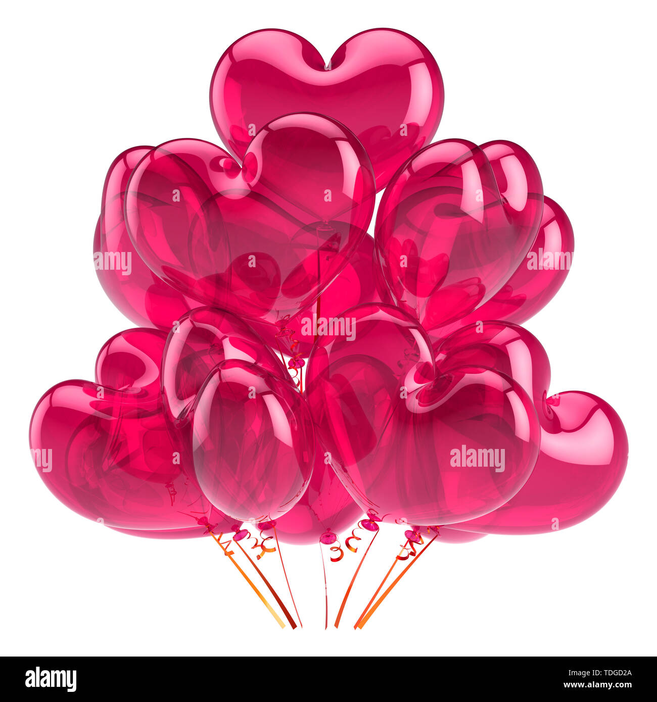 Heart balloons party happy birthday decoration love red pink glossy ...