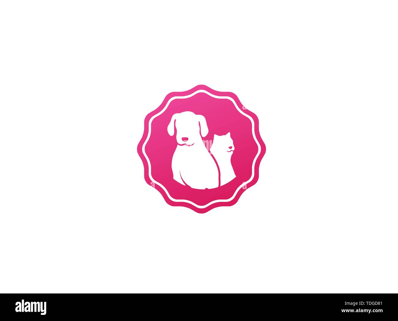 Dog beside cat a friendly pet family logo design illustration in a ...