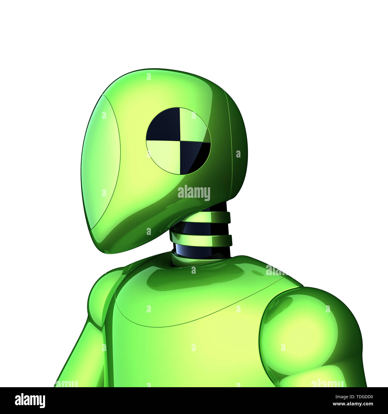 Green robot futuristic cyborg bot android character concept. 3d ...