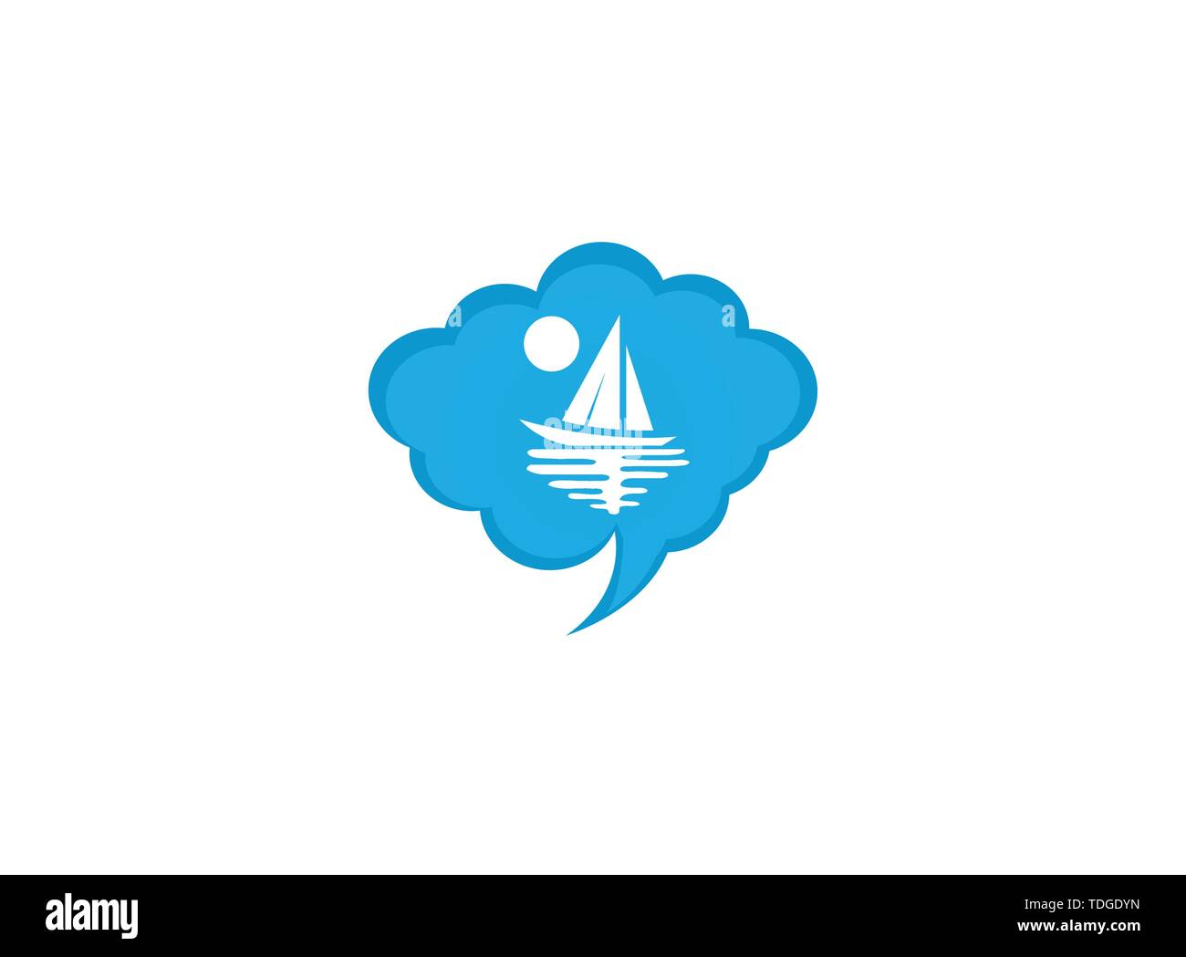 Yacht sealing with sun and sea logo design illustration boat in a chat ...