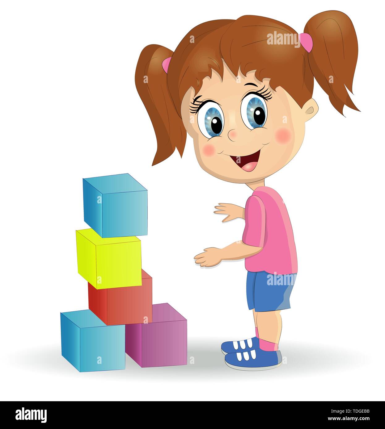 Kids With Cubes Clipart
