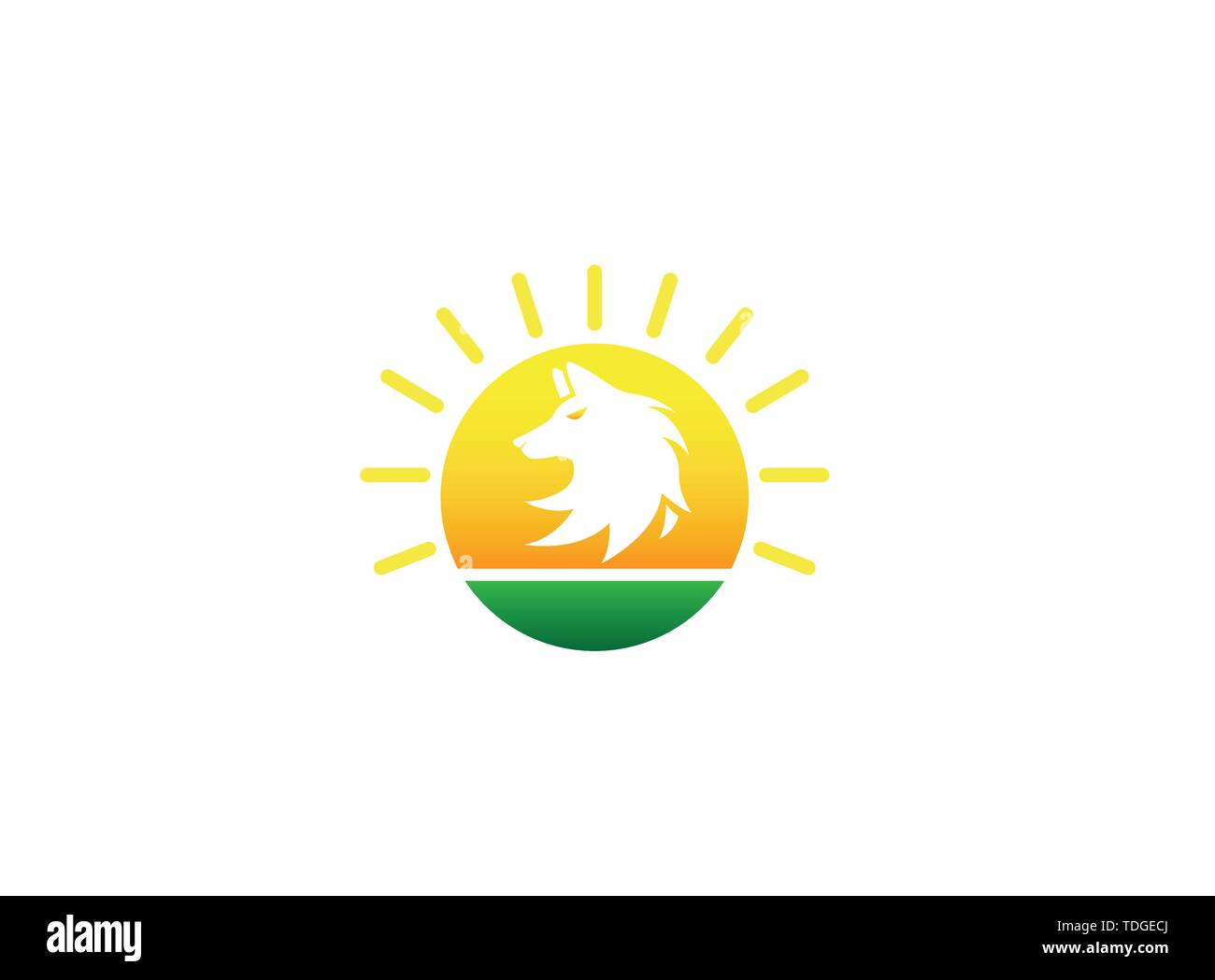 Wolf head logo fox face illustration design illustration in a sun shape ...