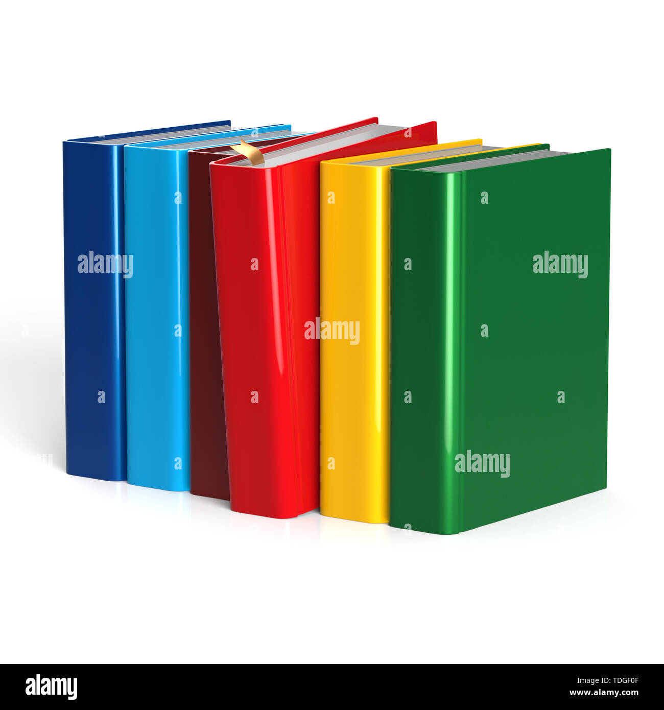 Books row selecting red blank covers colorful standing textbook ...