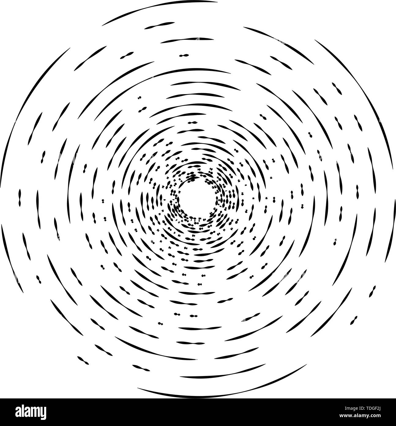 Abstract Monochrome Psychedelic Square Background With Circular Swirl Helix Or Vortex Backdrop