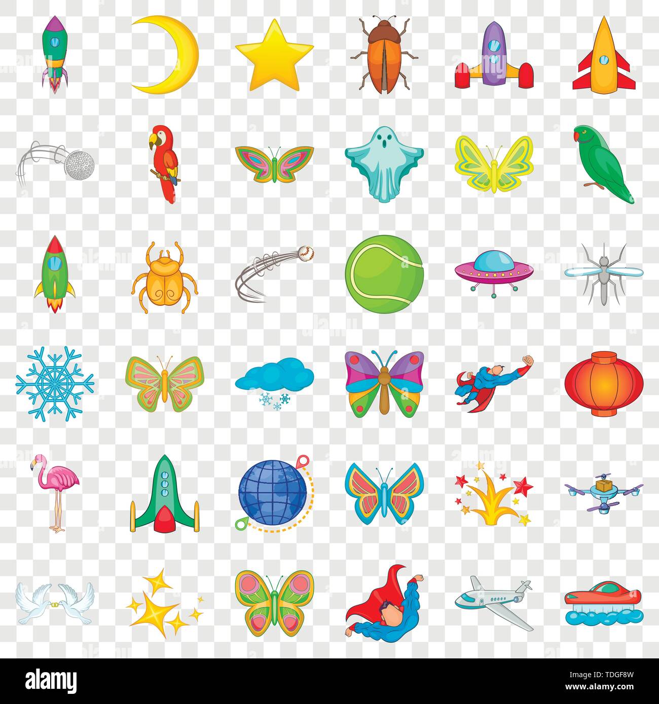 Firework icons set, cartoon style Stock Vector Image & Art - Alamy