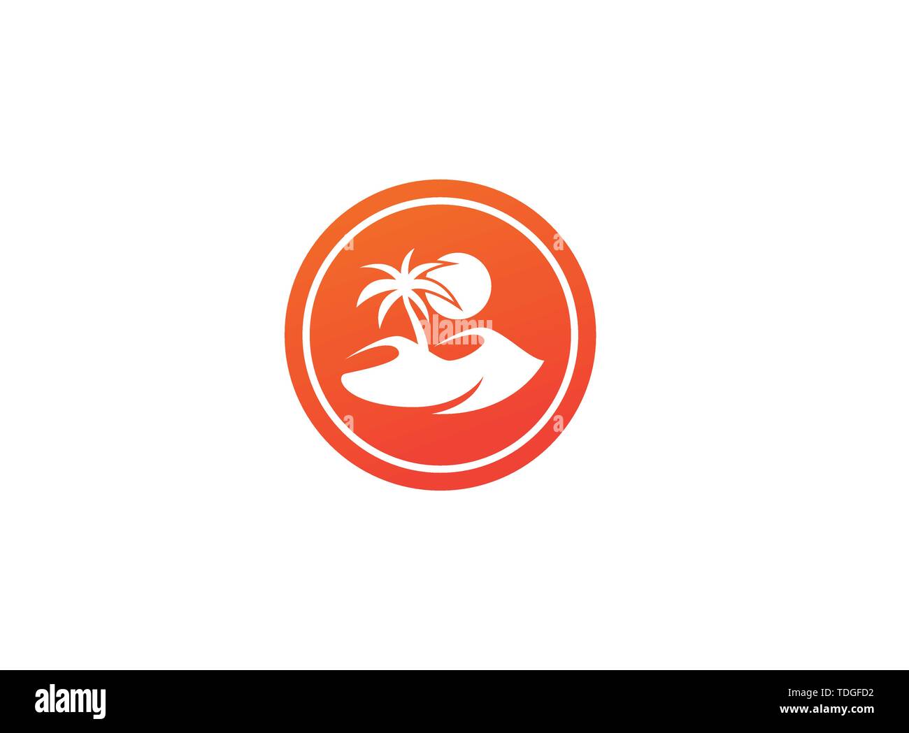 desert logo palm and sand and sun vector design illustration in the ...