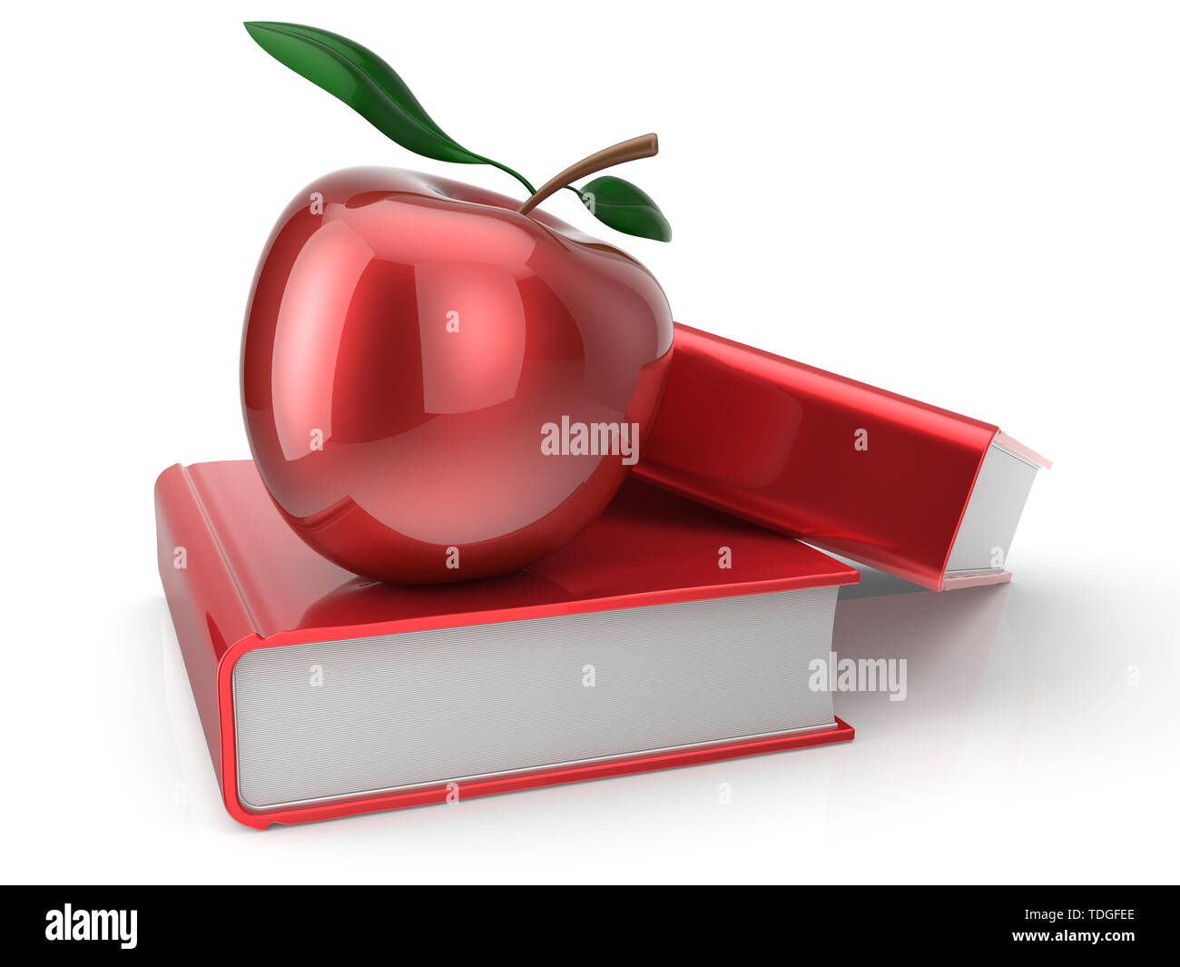 Textbook With Apple Red