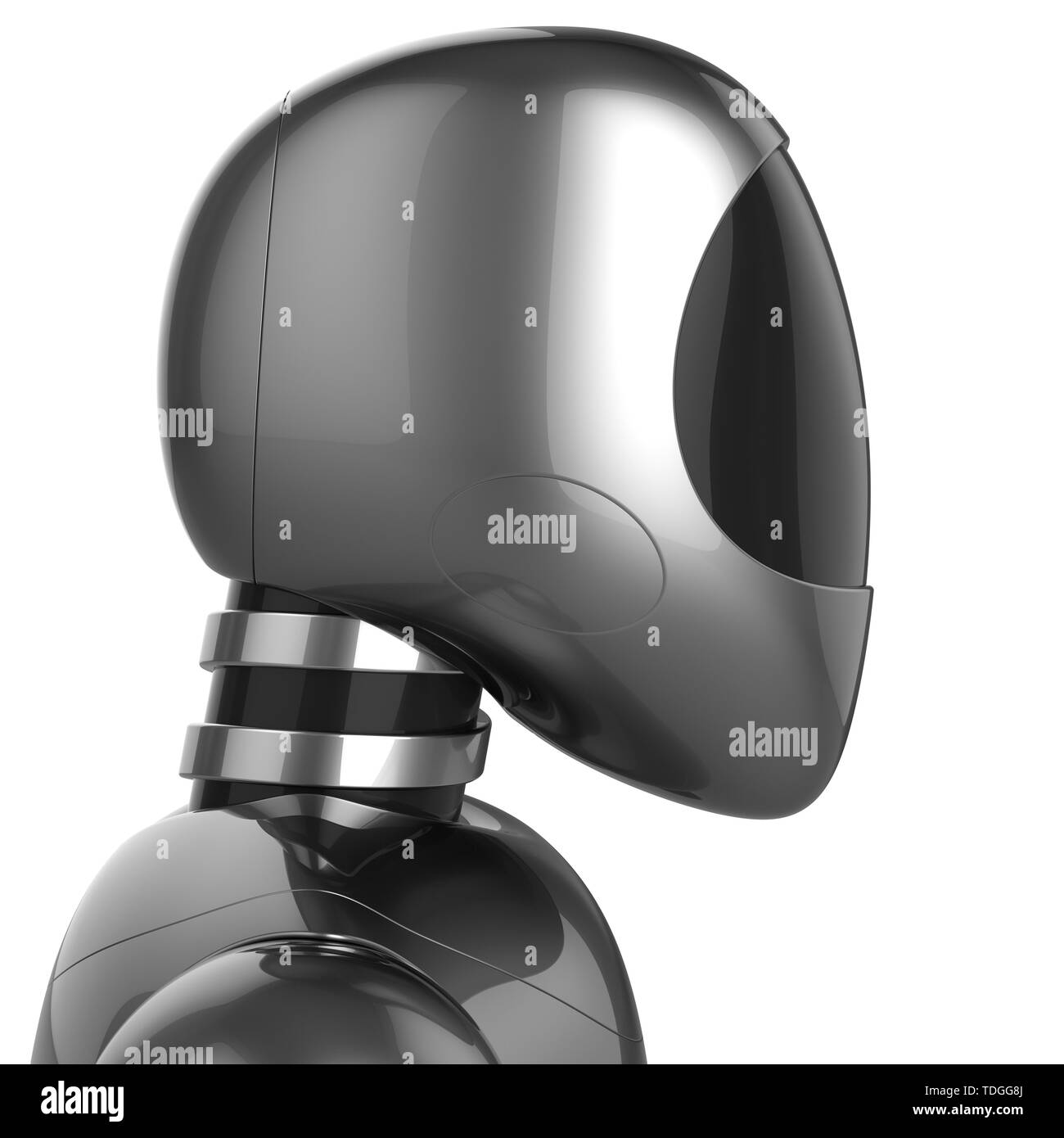 Cyborg bot futuristic robot dummy metallic chrome concept. 3d render ...