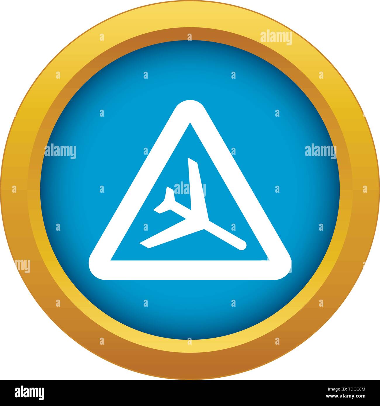 Warning sign of low flying aircraft icon blue vector isolated Stock ...