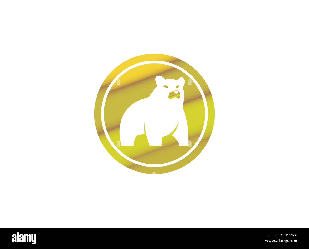 Big bear standing and looking at the side logo design, illustration ...