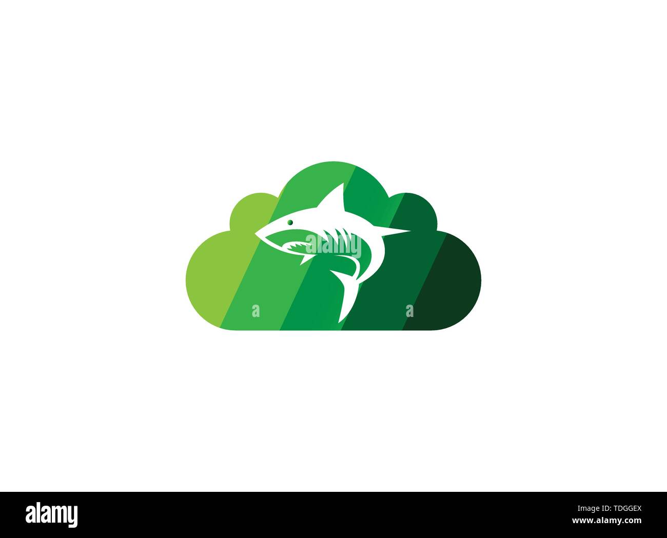 Angry blue shark fish Logo design illustration i a cloud shape icon ...