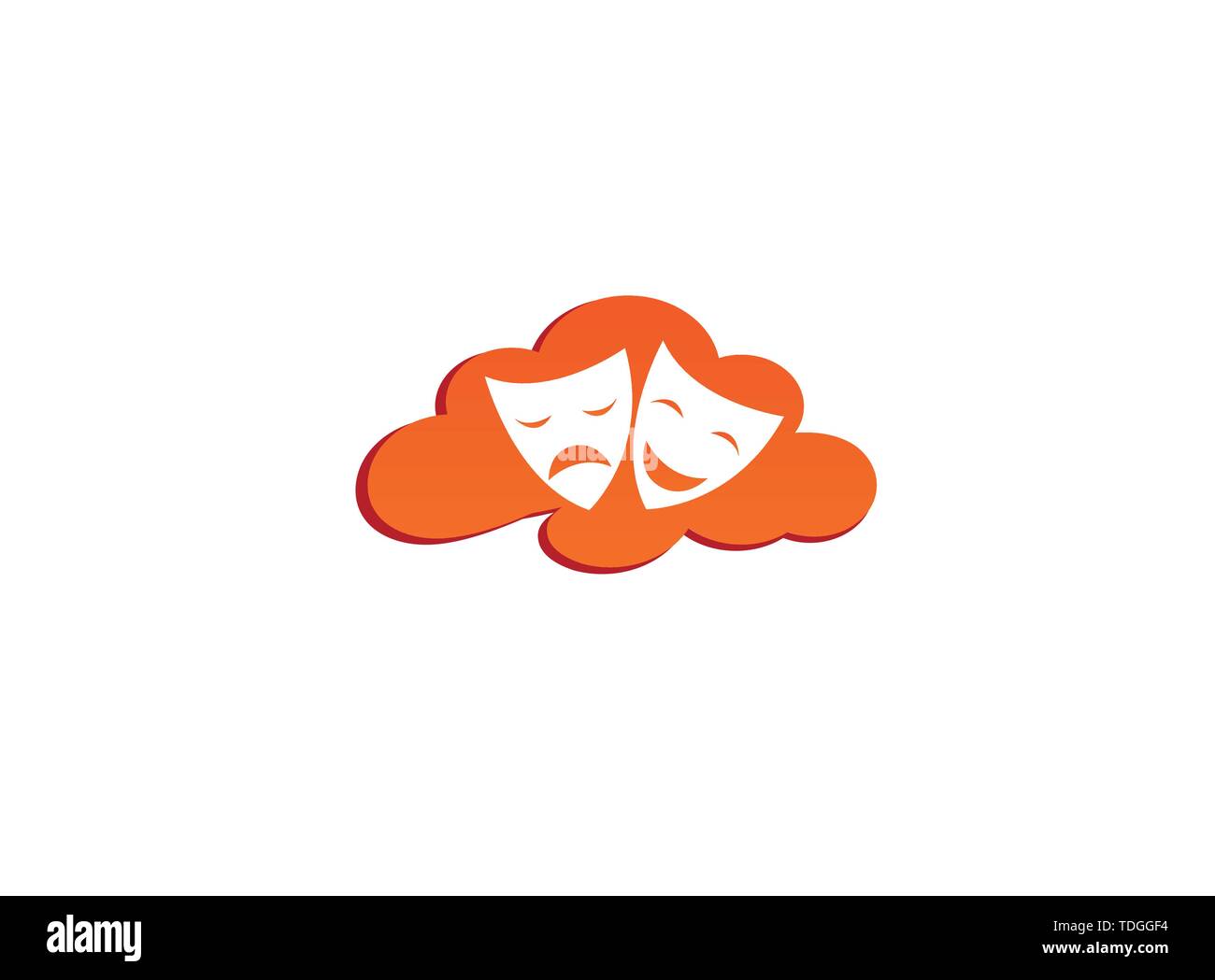 theatrical masks a double face two happy and sad faces for logo design ...