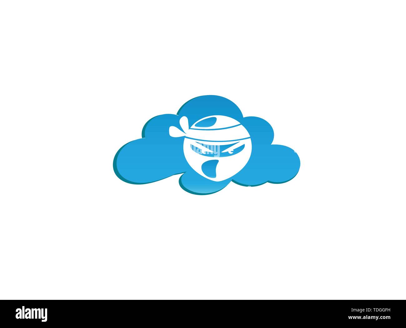 Ninja head with angry face design illustration in a cloud shape icon ...