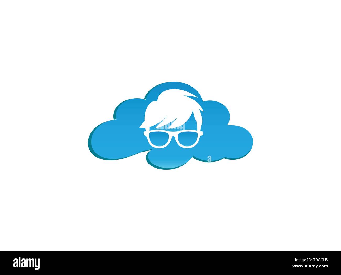 Geek Head with hairstyle wearing glasses for logo design illustration ...