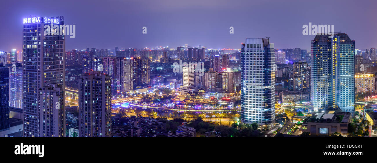 Night View of Nine Eye Bridge in Chengdu Stock Photo - Alamy