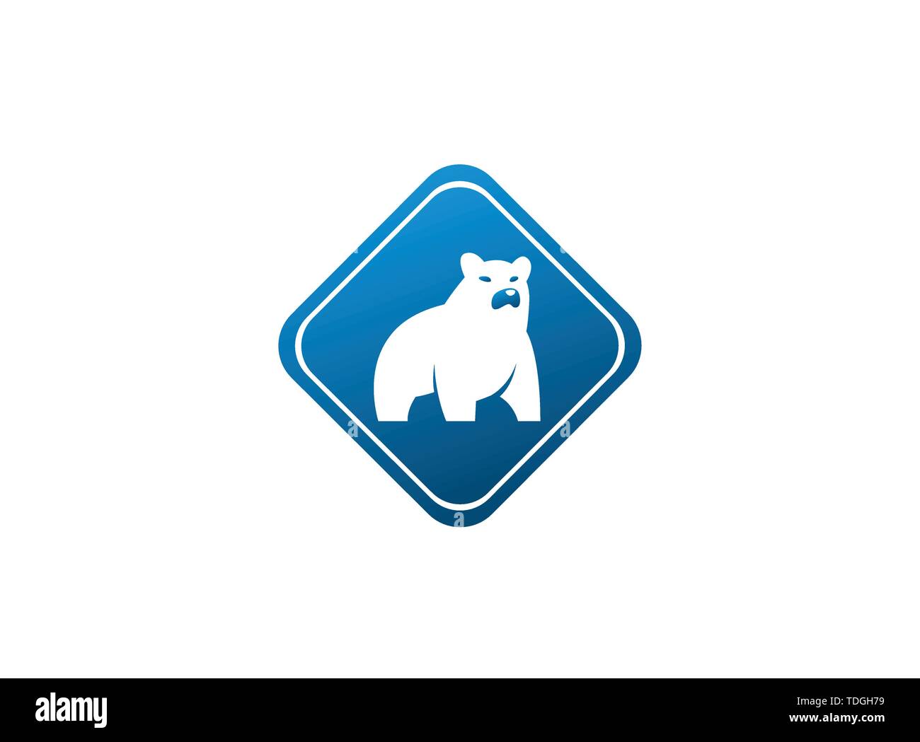 Big bear standing and looking at the side logo design, illustration ...