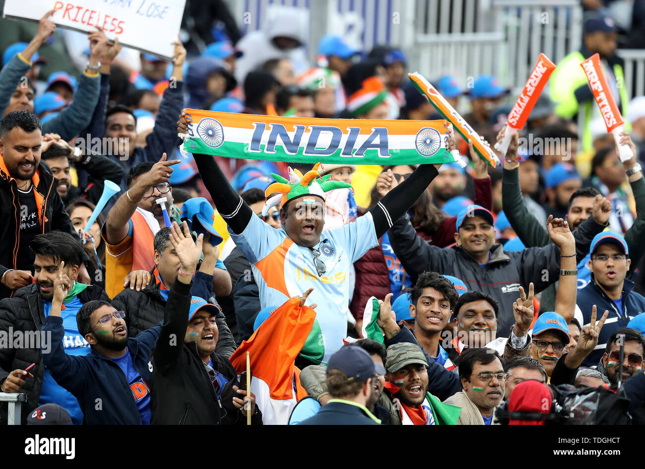 India fans in good spirits as play resumes during the ICC Cricket World ...