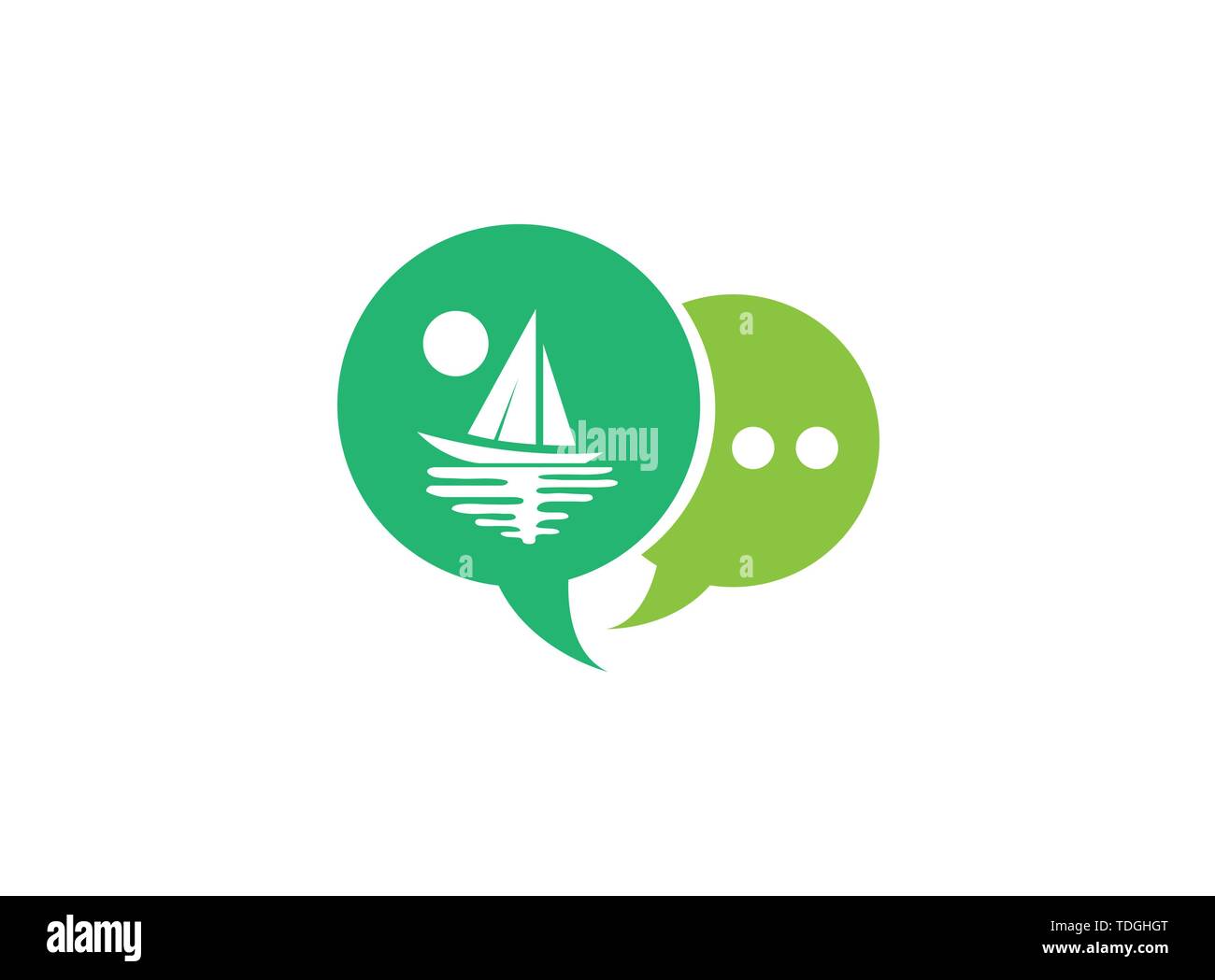 Yacht sealing with sun and sea logo design illustration boat in a chat ...