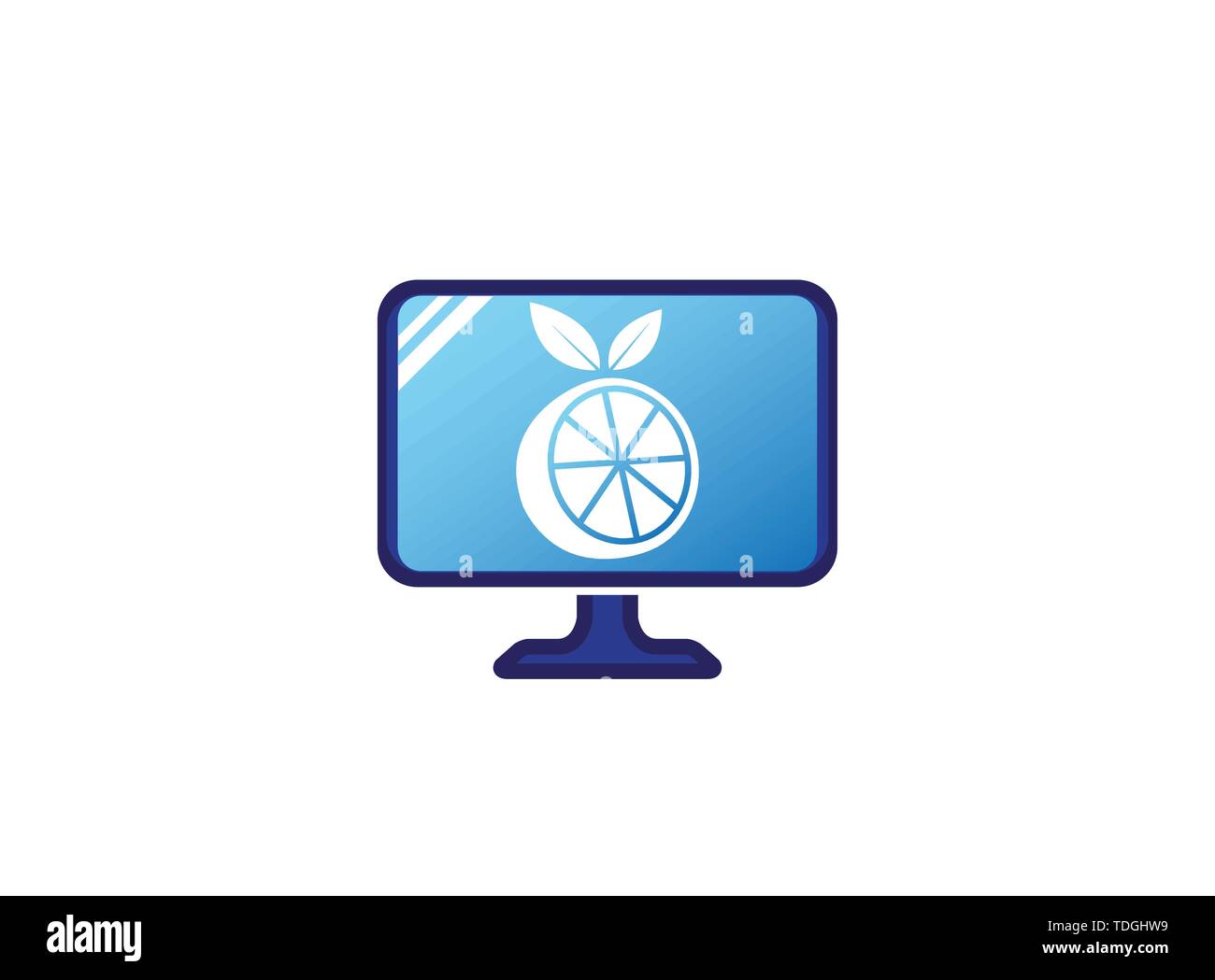 Orange half of a piece and Pulp with leaf for logo design illustration ...