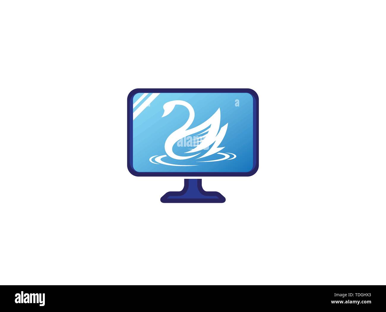Goose or duck swimming for logo design illustration in a screen shape ...