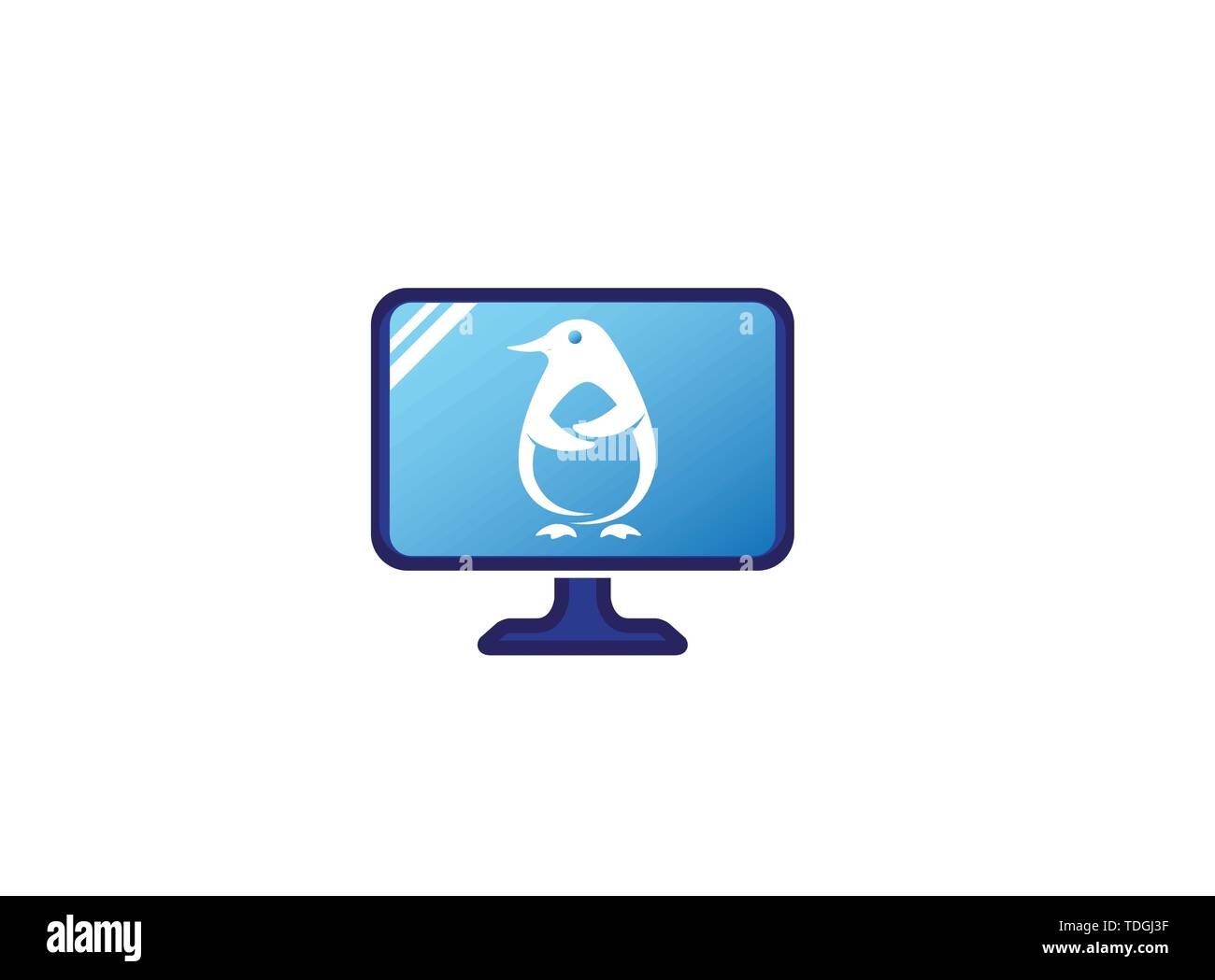 Penguin cute animal for logo design illustration in a screen shape icon ...