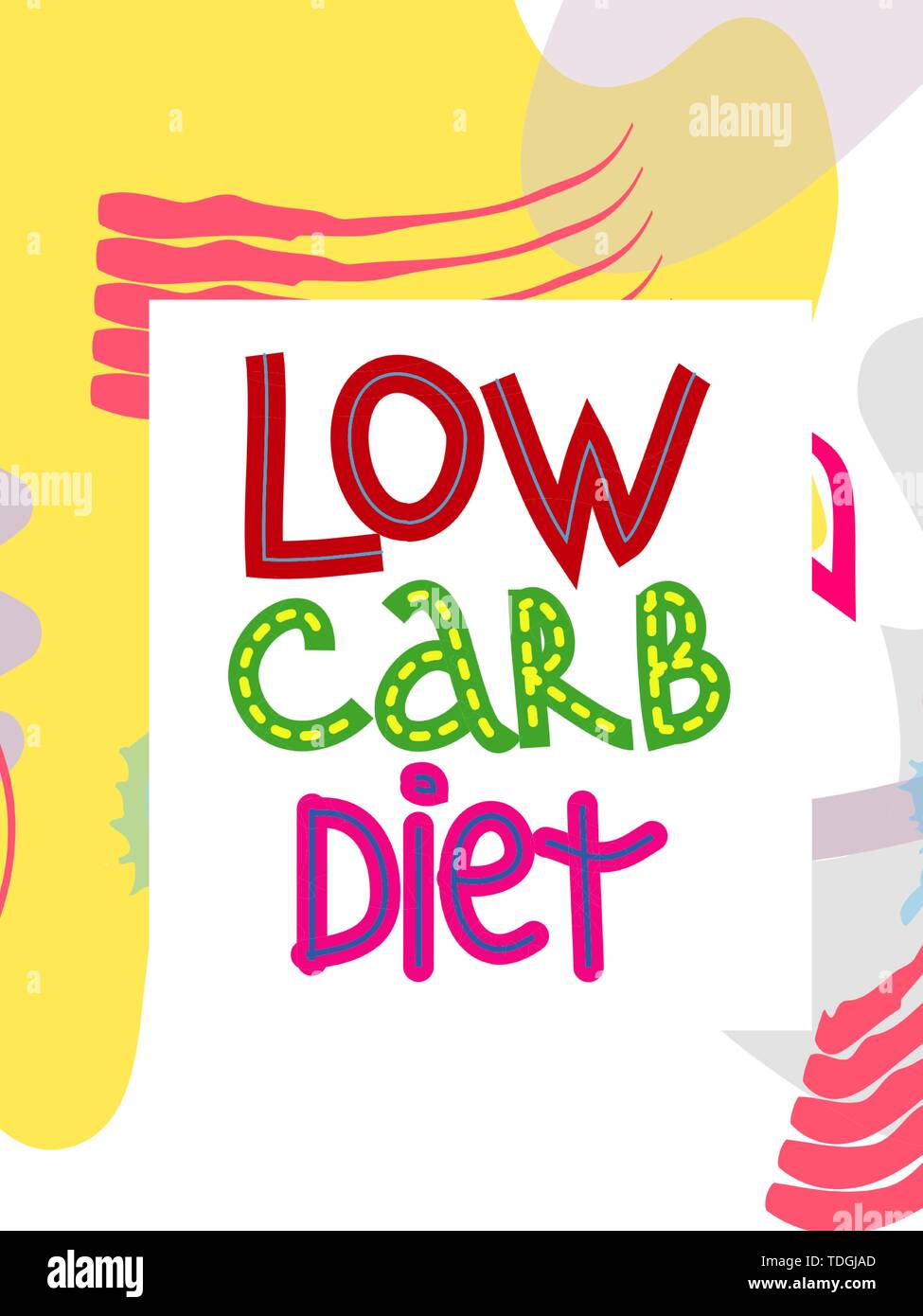 Low carb diet collage lettering. Ketogenic eating slogan, phrase on ...