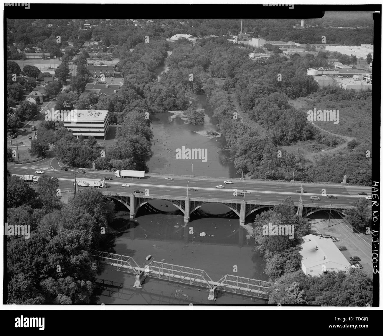 Northeast elevation. Aerial view to southwest. - Passaic River Bridge ...