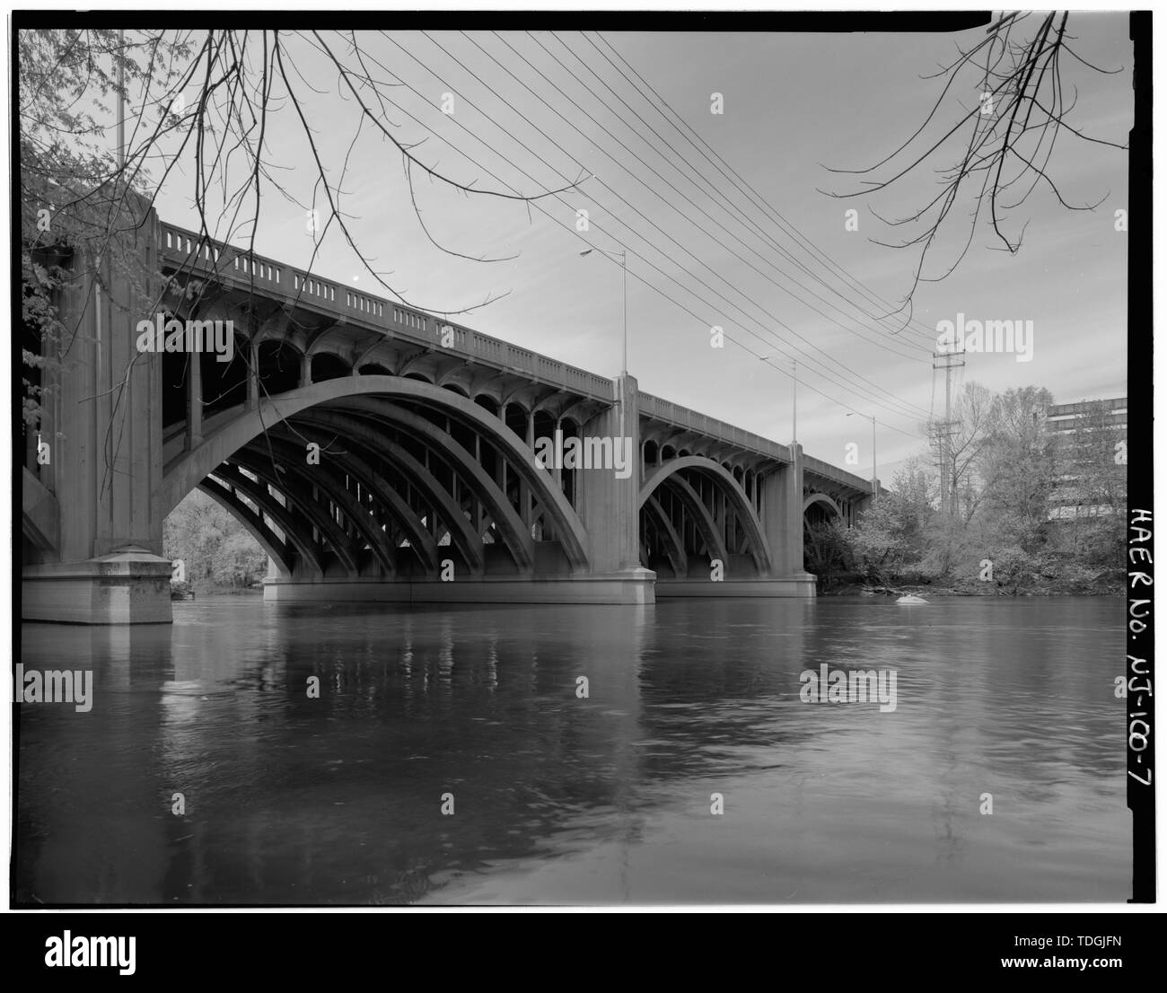 Northeast elevation. Oblique view to west. - Passaic River Bridge ...