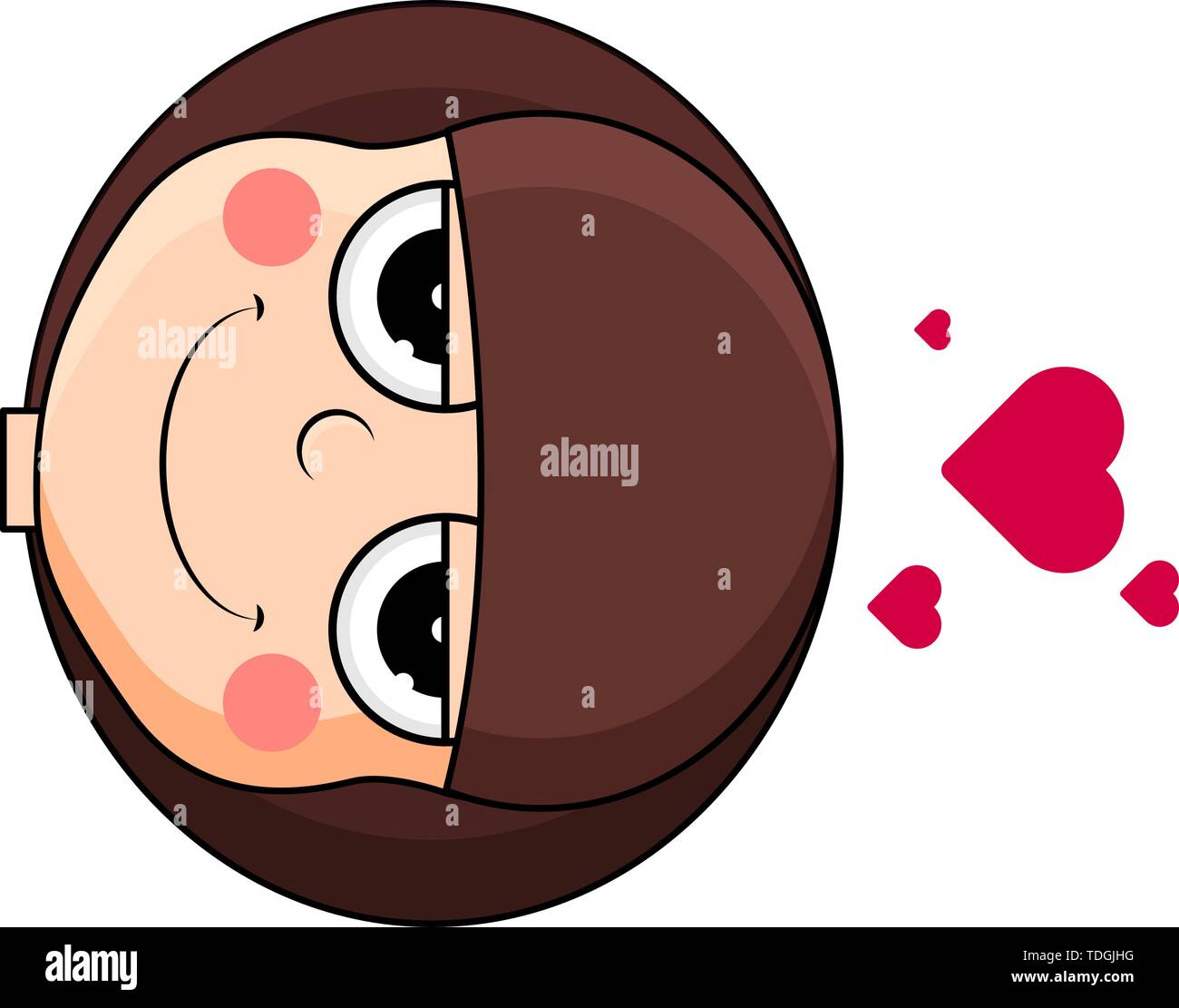 Little girl with hearts over head. Smug expression. Face emotion Stock ...