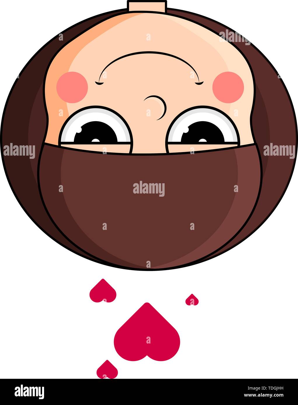 Little girl with hearts over head. Smug expression. Face emotion Stock ...