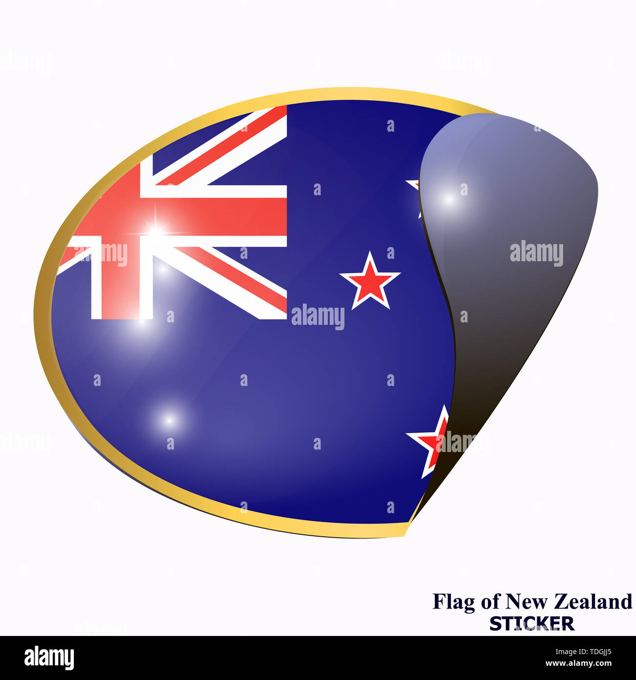 Made in New Zealand sticker. Banner with flag of New Zealand. Colorful ...
