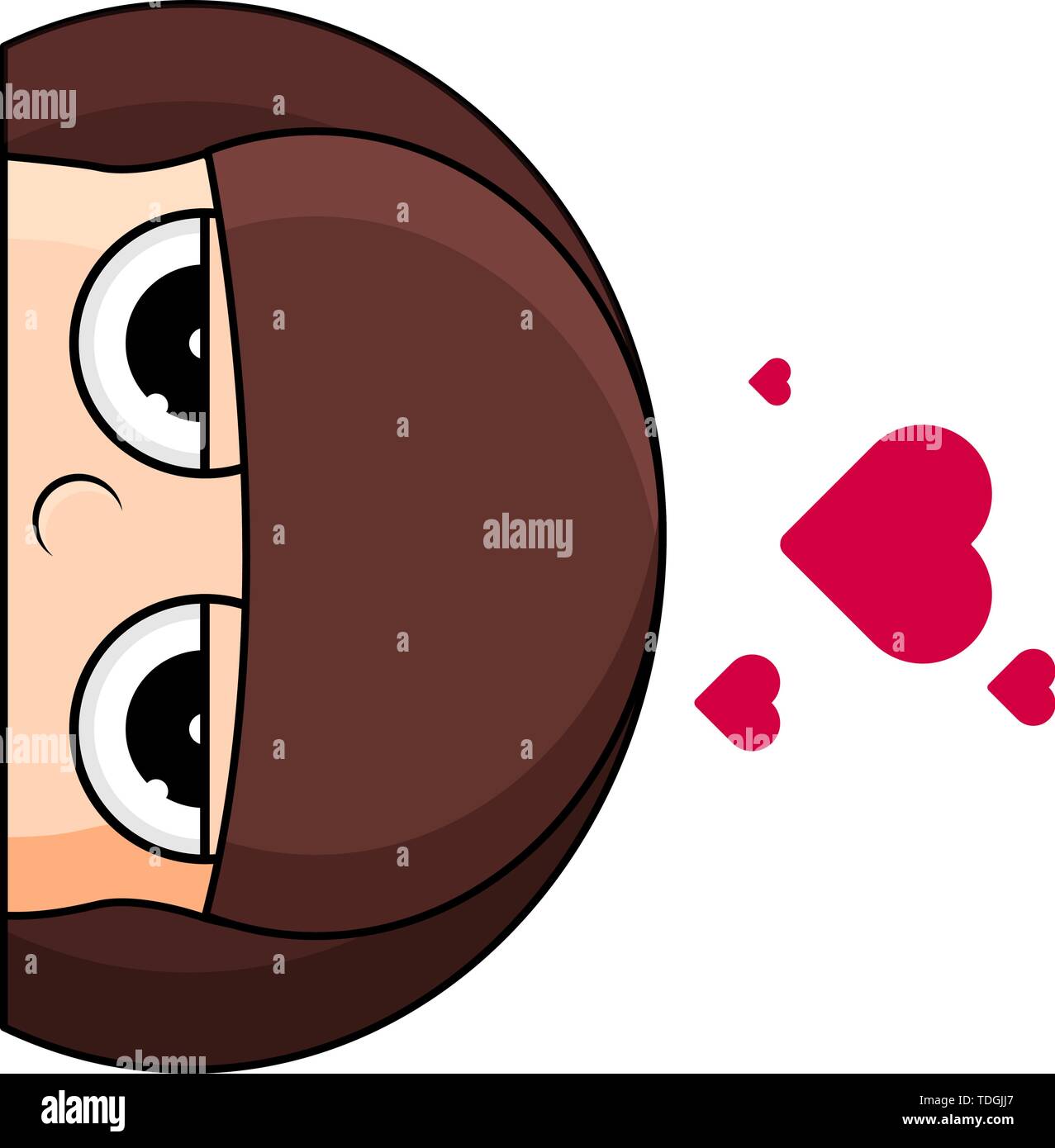 Little girl with hearts over head. Smug expression. Face emotion Stock ...